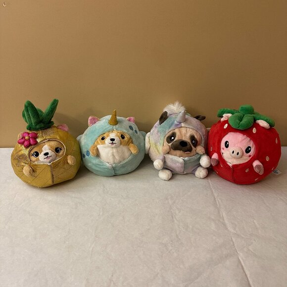 Squishable | Toys | 4 Squishable Undercover Plush Pig Strawberry Pug Alicorn Corgi Narwhal ...